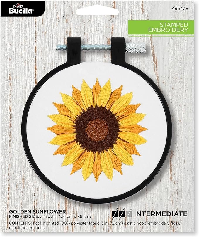 Bucilla Golden Sunflower | Stamped Embroidery Kit | 49547E - Bucilla