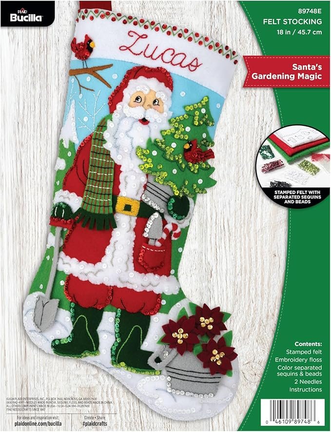 Bucilla Santa's Gardening Magic Stocking Making Kit 89748E - Bucilla